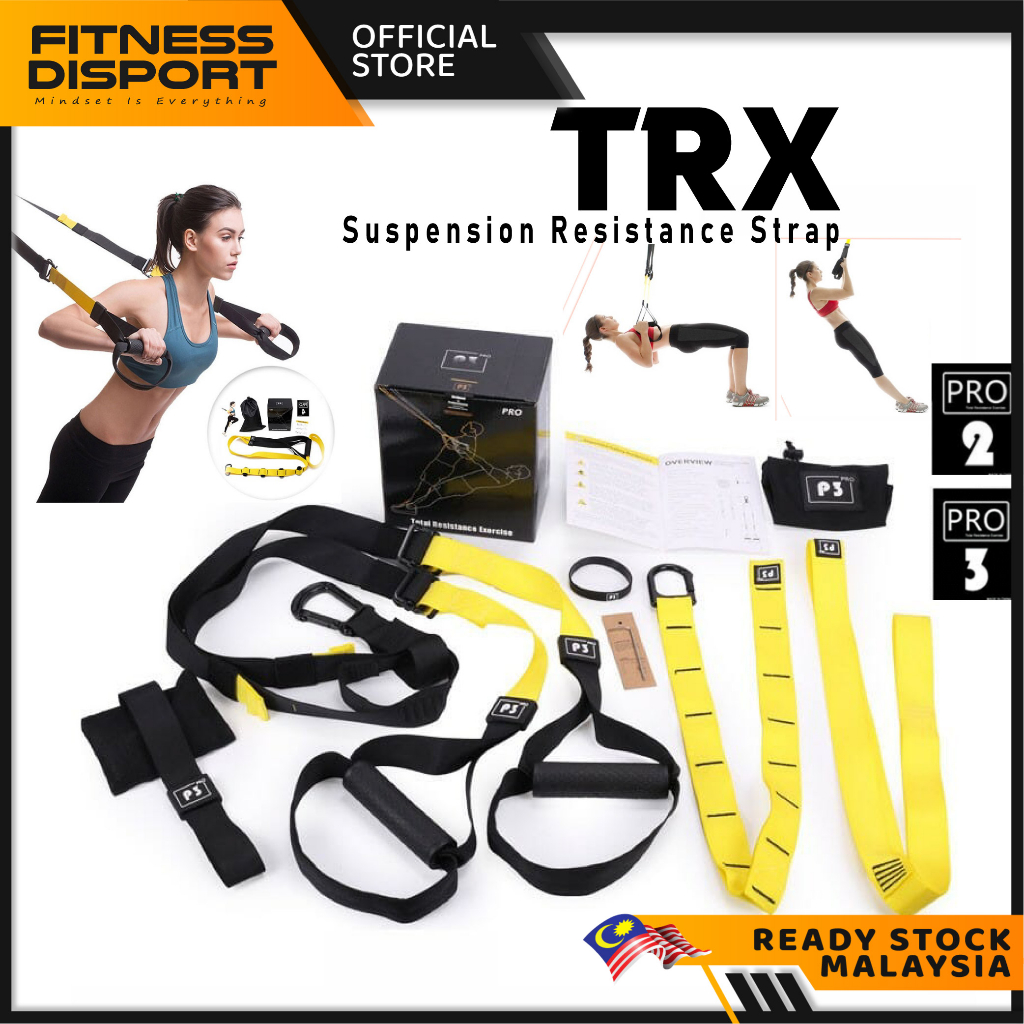TRX P3 PRO 2/3 Gym Suspension Straps Handles Exercise Bands Rope Training Kit System Weight ...