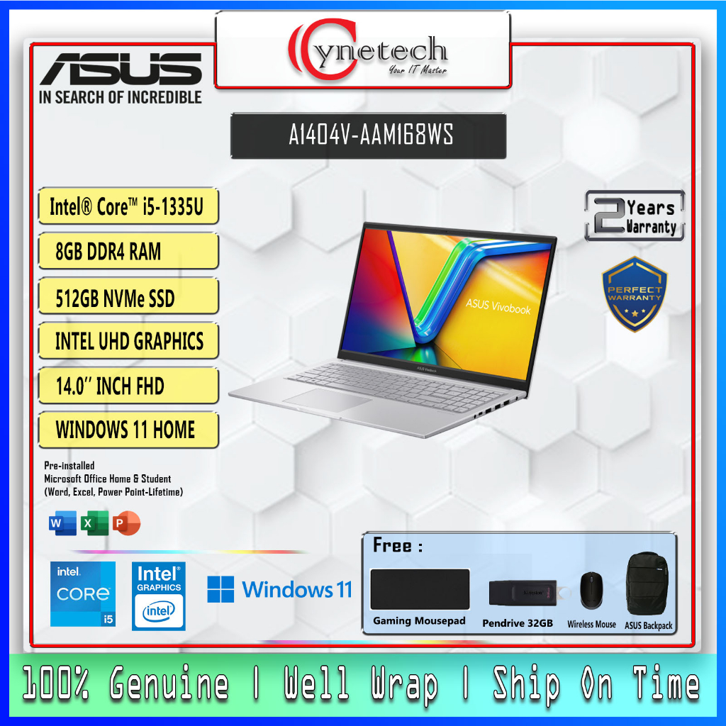 NEW] ASUS VIVOBOOK A1404V | A1504V [INTEL 13TH GEN/DDR4/512GB SSD/INTEL ...