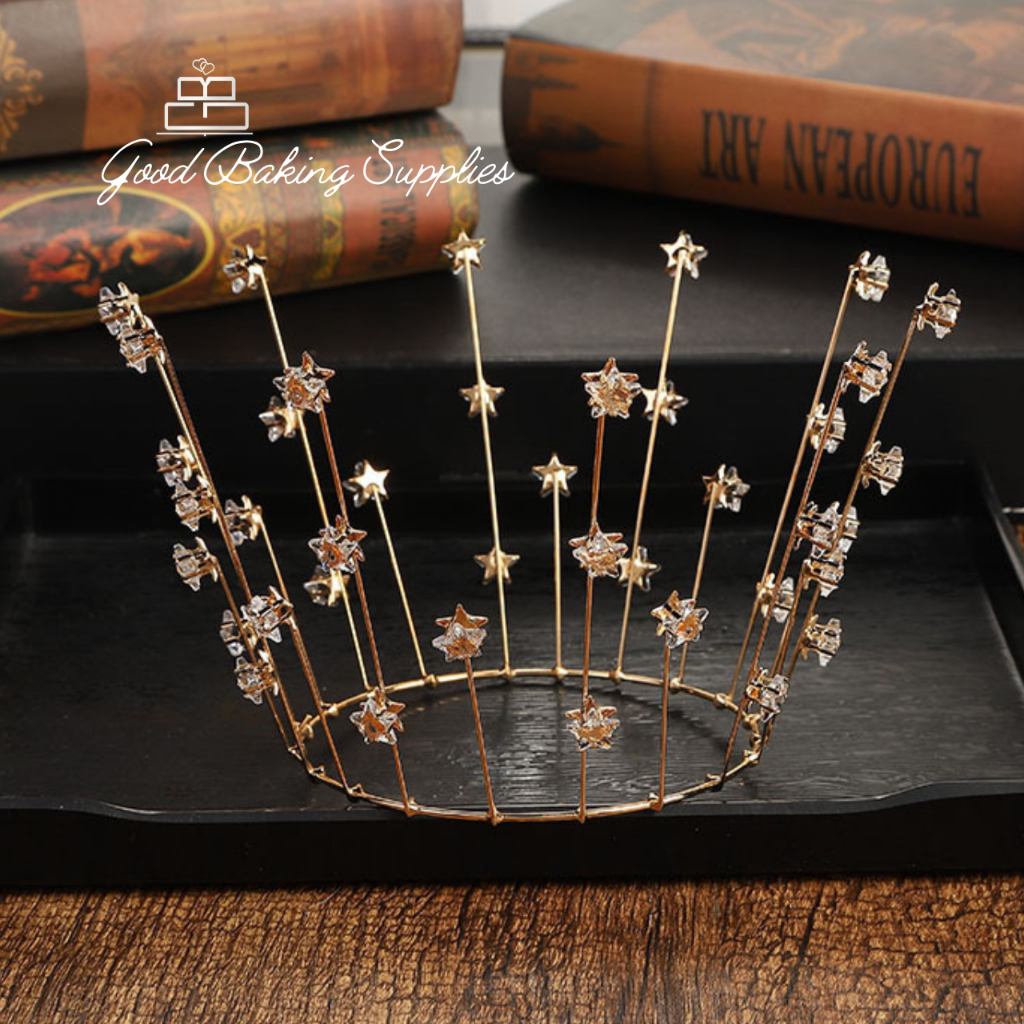 Crystal Star Crown Cake Decoration / Gold Diamond Princess Crown Cake ...