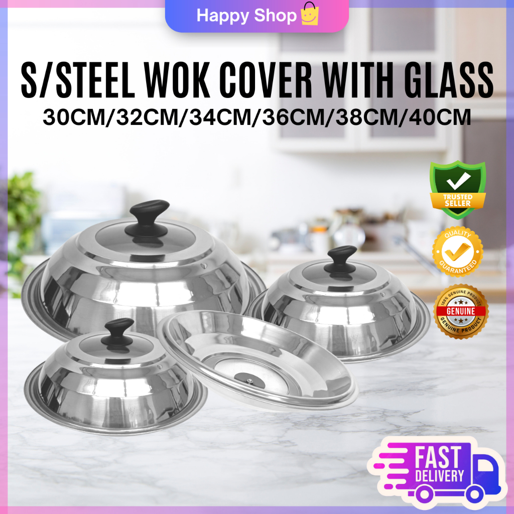 STAINLESS STEEL WITH TEMPERED GLASS WOK COVER | Shopee Malaysia