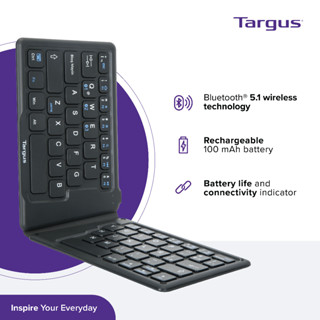 Targus Ergonomic Bluetooth Foldable Anti-Microbial Keyboard (AKF003 ...