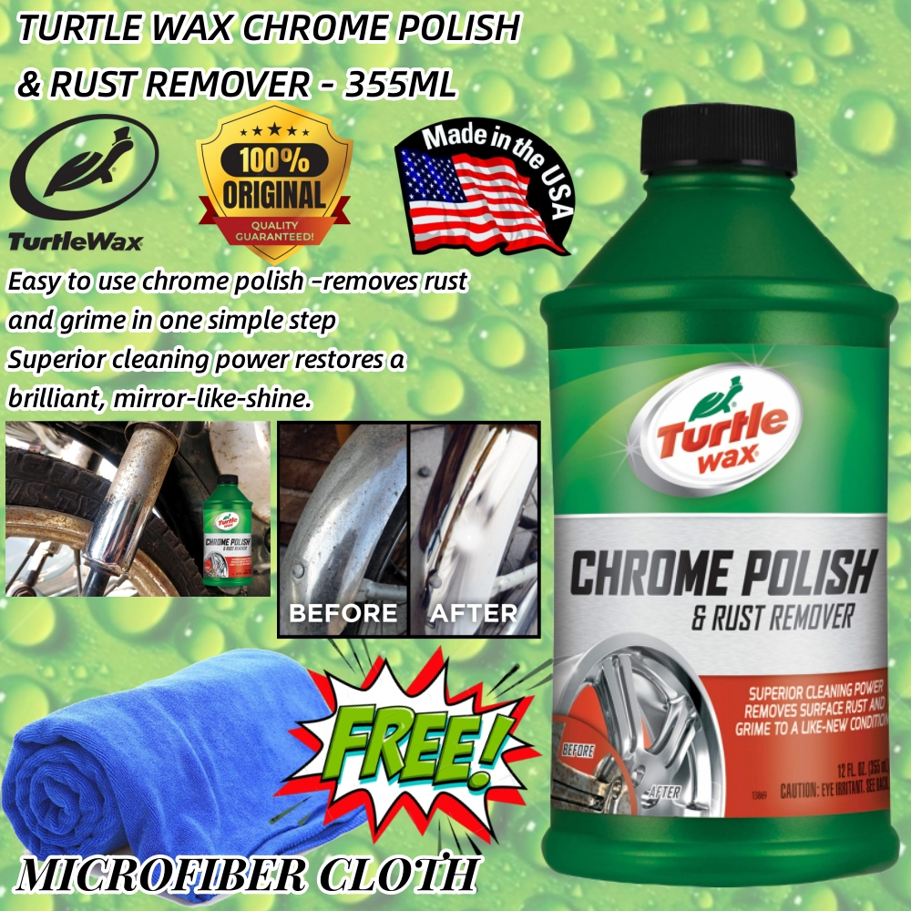 (100% ORIGINAL Turtle Wax) Turtle Wax Chrome Polish & Rust - 355ML ...