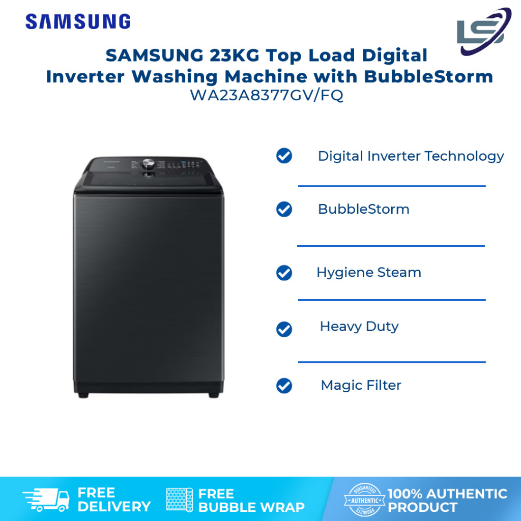 SAMSUNG 23KG Top Load Digital Inverter Washing Machine with BubbleStorm ...