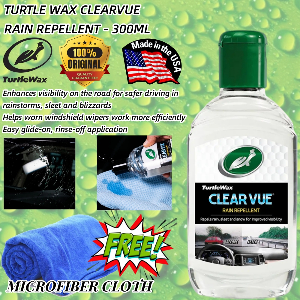(100% ORIGINAL TURTLE WAX) Turtle Wax Clearvue Rain Repellent - 300ml ...