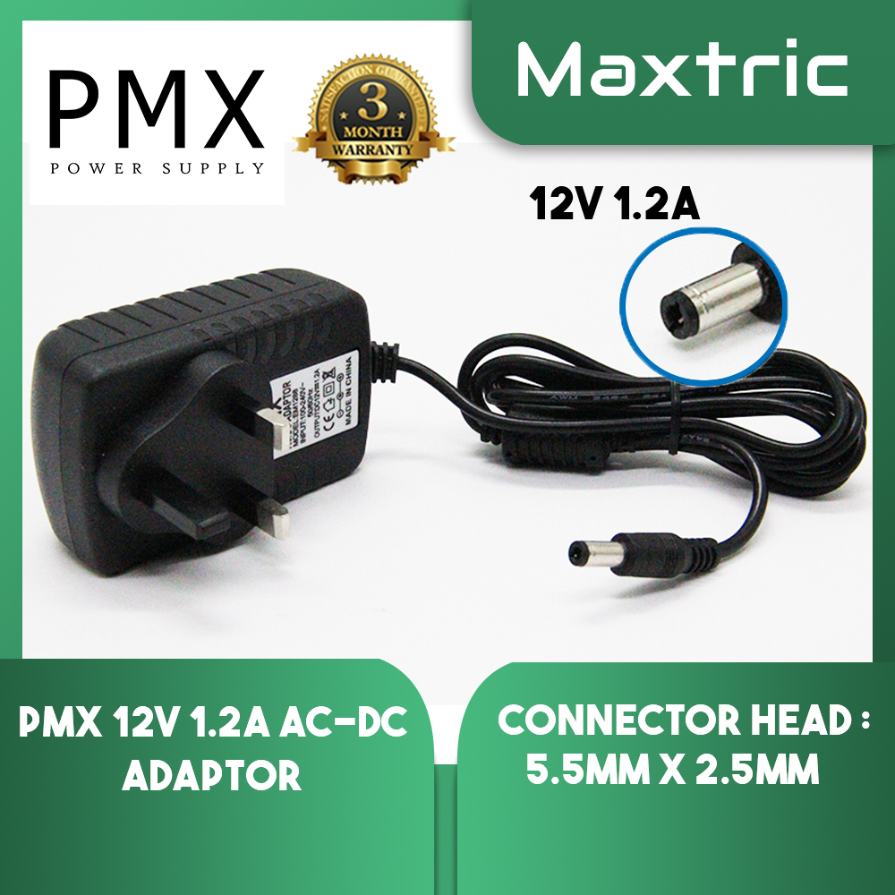 PMX 12V 1.2A REGULATOR ADAPTER / 3PIN UK PLUG AC DC POWER ADAPTOR ...