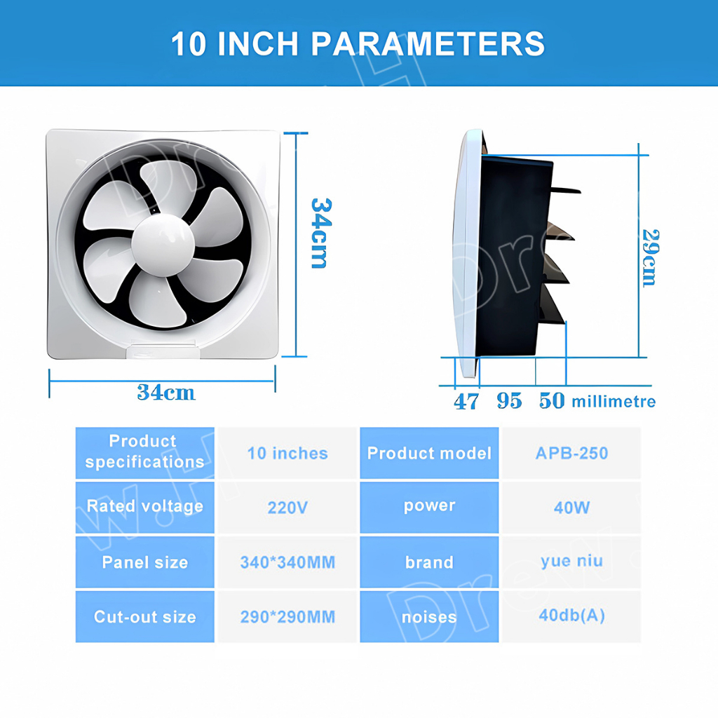 6/8/10/12 inch Wall Kipas Ekzos Silent Ventilating Household Fan Wall ...