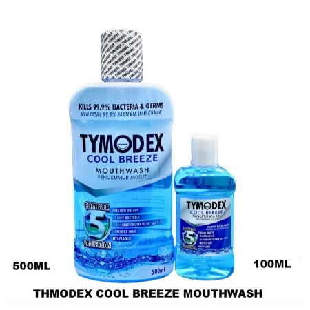 Tymodex Cool Breeze Mouthwash Gargle Complex 5 Protection 100mL / 500mL ...