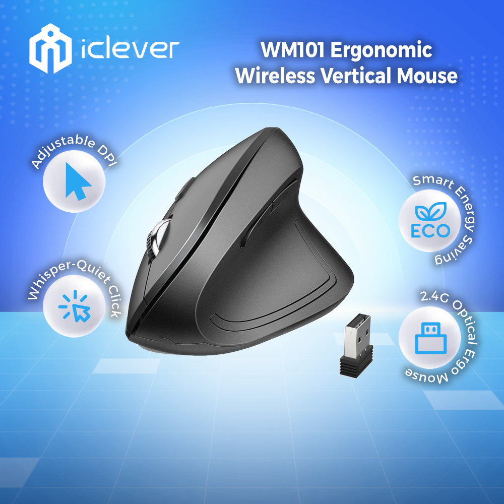 WM-101 Ergonomic Wireless Vertical Mouse, 2.4G Optical Ergo Mouse for ...