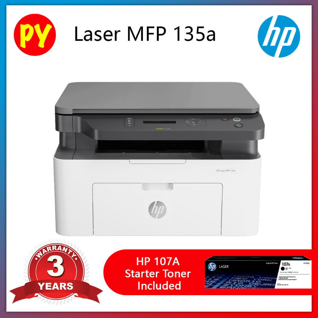 HP Laser MFP 135a | 135w All-In-One Print Scan Copy WiFi(135w only) Printer use 107A toner ...