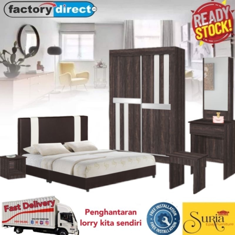 Suria - Package 22461 (Bedframe + Mattress + Wardrobe + Dressing Table ...