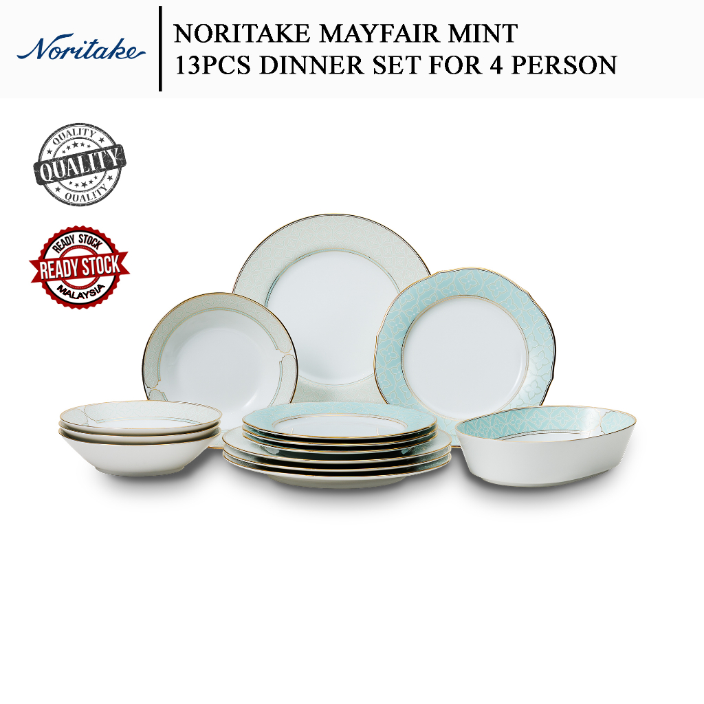 Noritake Mayfair Mint 13Pcs Dinner Set For 4 Person | Shopee Malaysia
