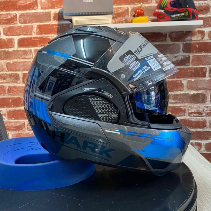 Shark Evo GT Teckline Blue Glossy 180° Modular Flip Up Shark Helmets ...