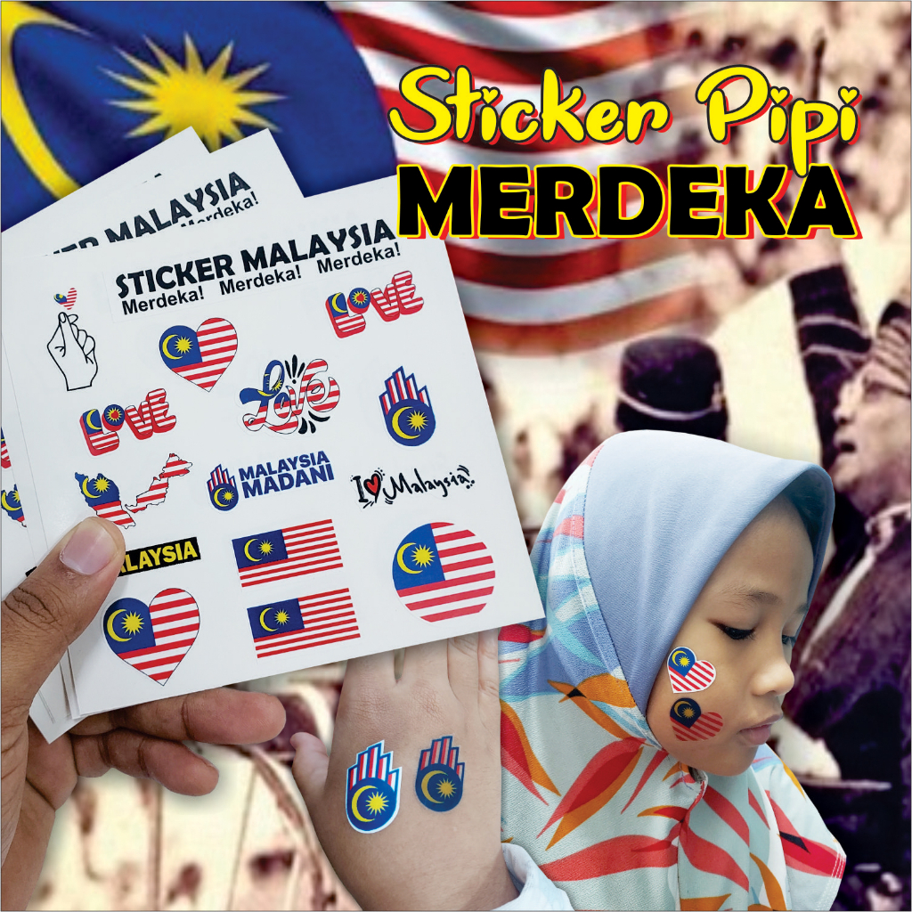 Sticker Pipi Merdeka, Face Sticker Tattoo Love Malaysia Flag Pelekat ...