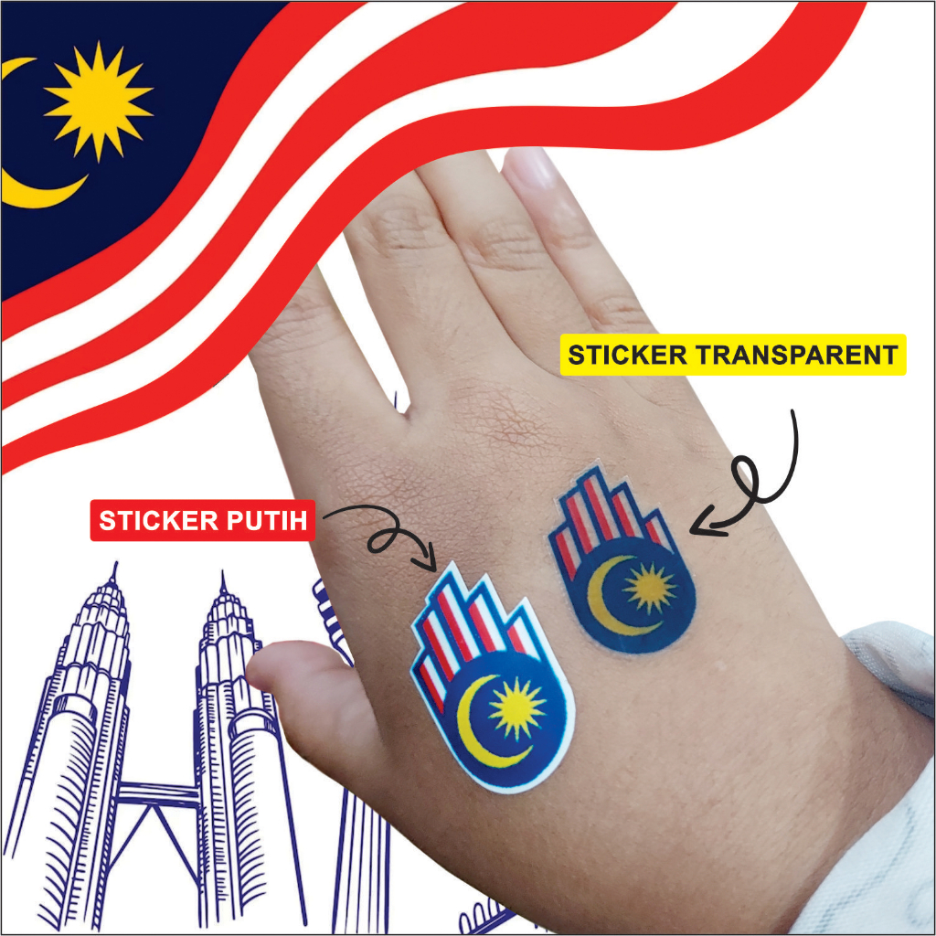 Sticker Pipi Merdeka, Face Sticker Tattoo Love Malaysia Flag Pelekat ...