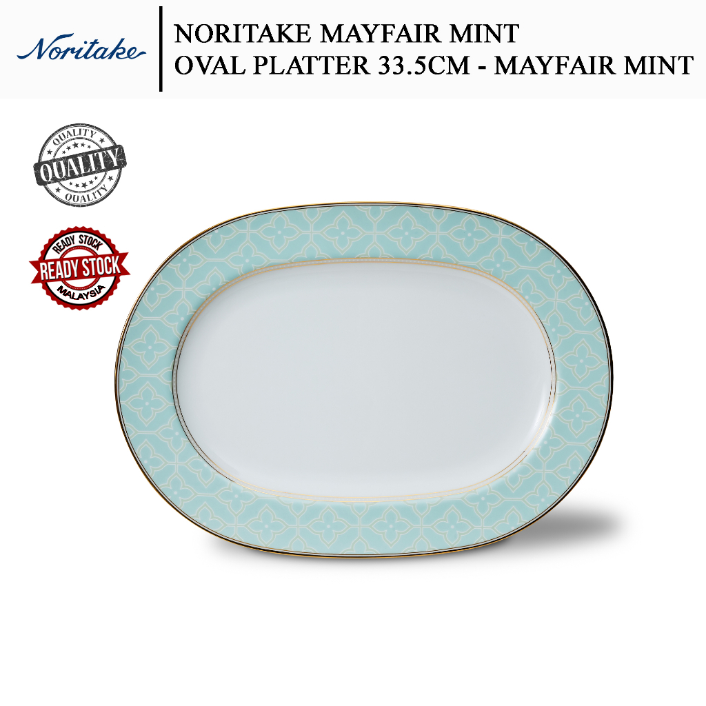 Noritake Oval Platter 35.3cm - Mayfair Mint | Shopee Malaysia
