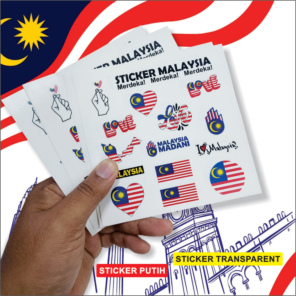 Sticker Pipi Merdeka, Face Sticker Tattoo Love Malaysia Flag Pelekat ...