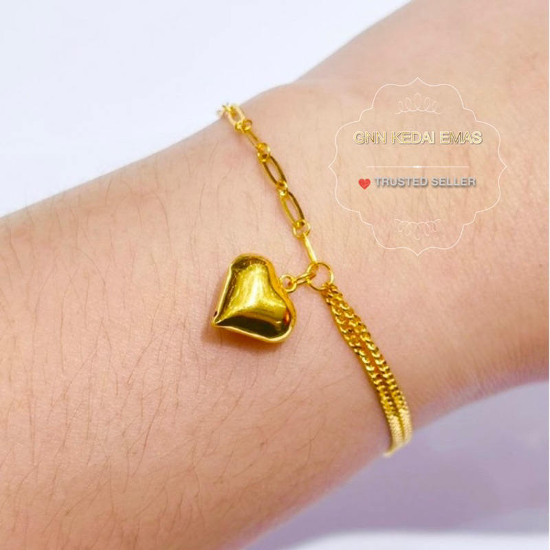 EMAS 375 RANTAI TANGAN PAPER CLIP MESIN PADU LOVE LICIN 9K GOLD ...