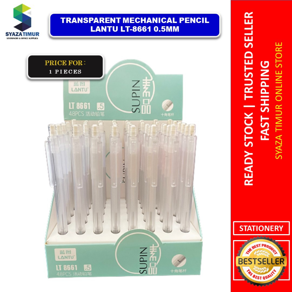 [ST-GR MY] Mechanical Pencil Transparent 0.5MM LANTU LT-8661 / Pensil ...