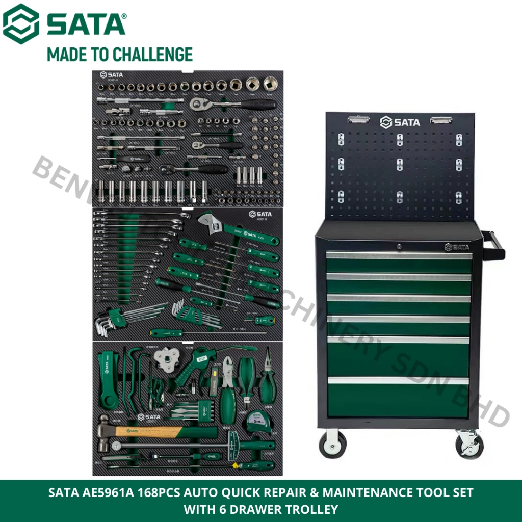 (D5) SATA AE5961A 168PCS AUTO QUICK REPAIR & MAINTENANCE TOOL SET WITH ...