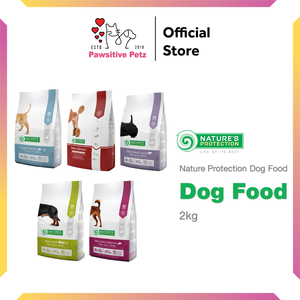 Nature Protection Dog Food 2kg - Puppy Starter/Extra Salmon/Mini Adult ...