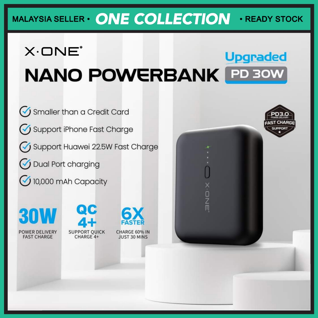 X-One 30W Nano Power Bank [Upgraded] 10000mAH Dual Port 30W PD Huawei ...