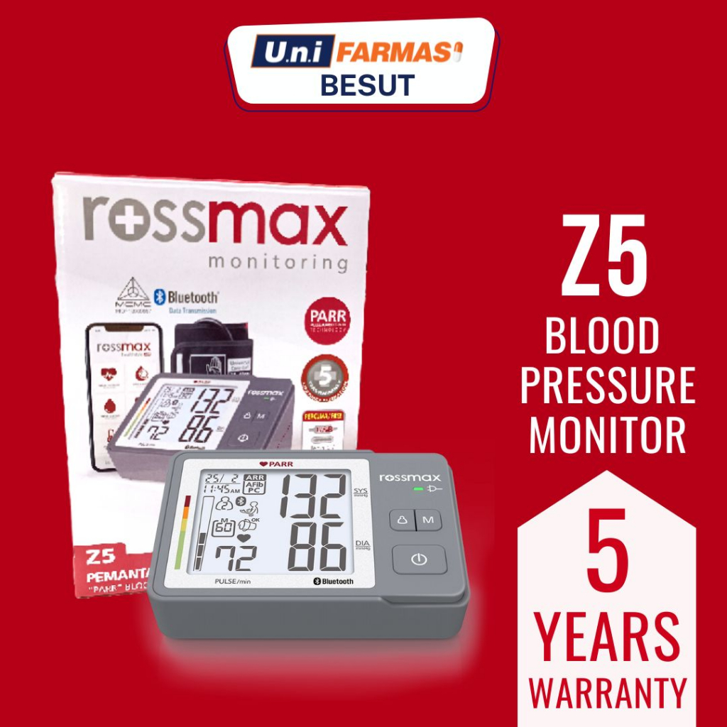 ROSSMAX Z5 PARR Blood Pressure Monitor with Bluetooth + Free USB Type C ...