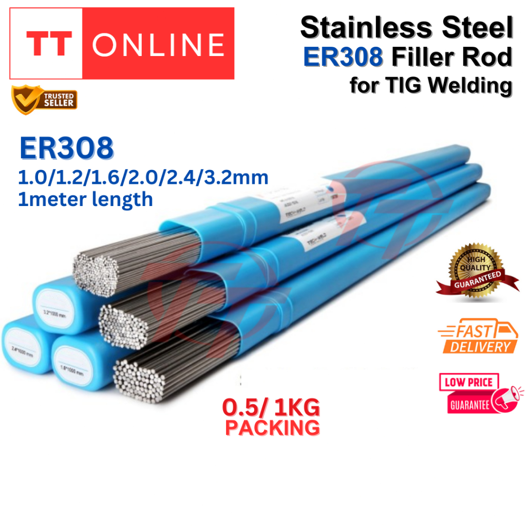Stainless Steel ER308 Welding Rod Filler Rod TIG Welding Various Size x 1 meter (0.5KG / 1.0KG ...