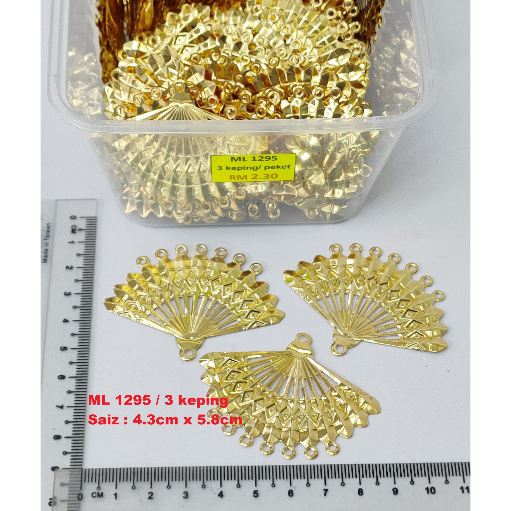 Kepingan besi emas bercorak kipas untuk sanggul melintang | Shopee Malaysia