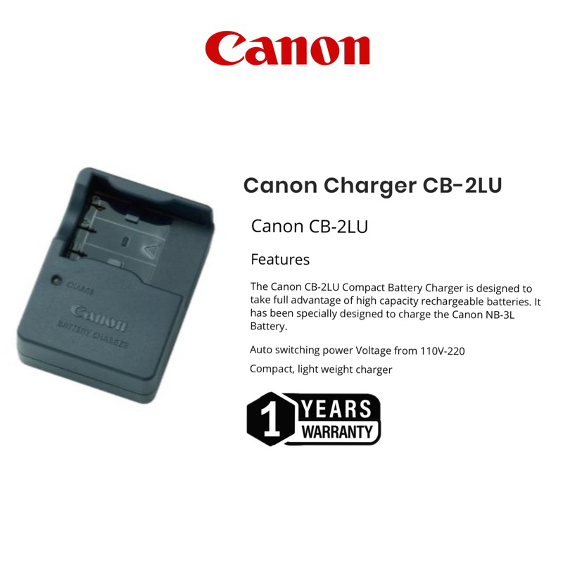 Canon charger CB-2LU charger for NB-3L battery (1 years warranty ...
