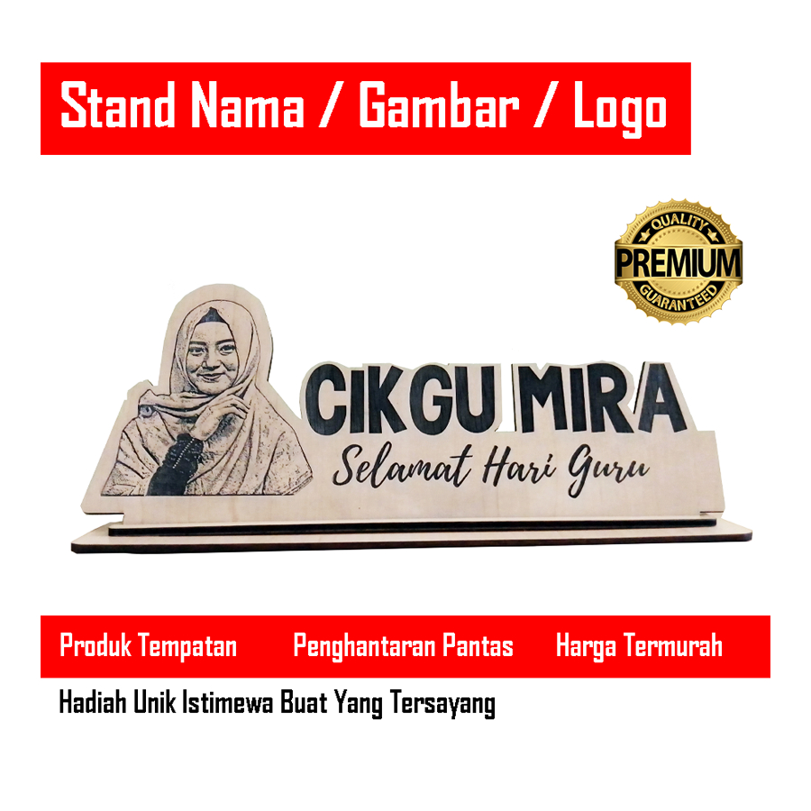 Stand Nama Meja / Wooden Name Stand/ Tanda Nama Meja Guru / Table Tag ...