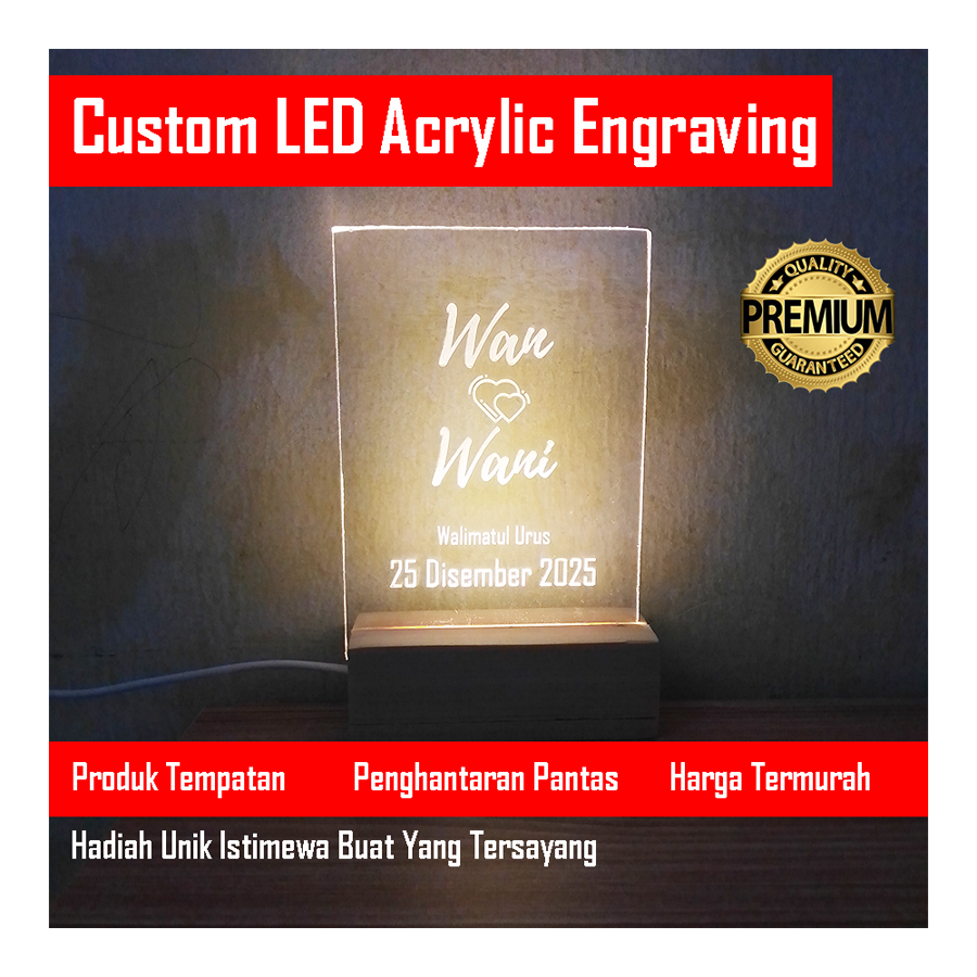 Ukiran Acrylic dan Lampu LED + Ucapan / Gambar / Logo | Acrylic Plate ...