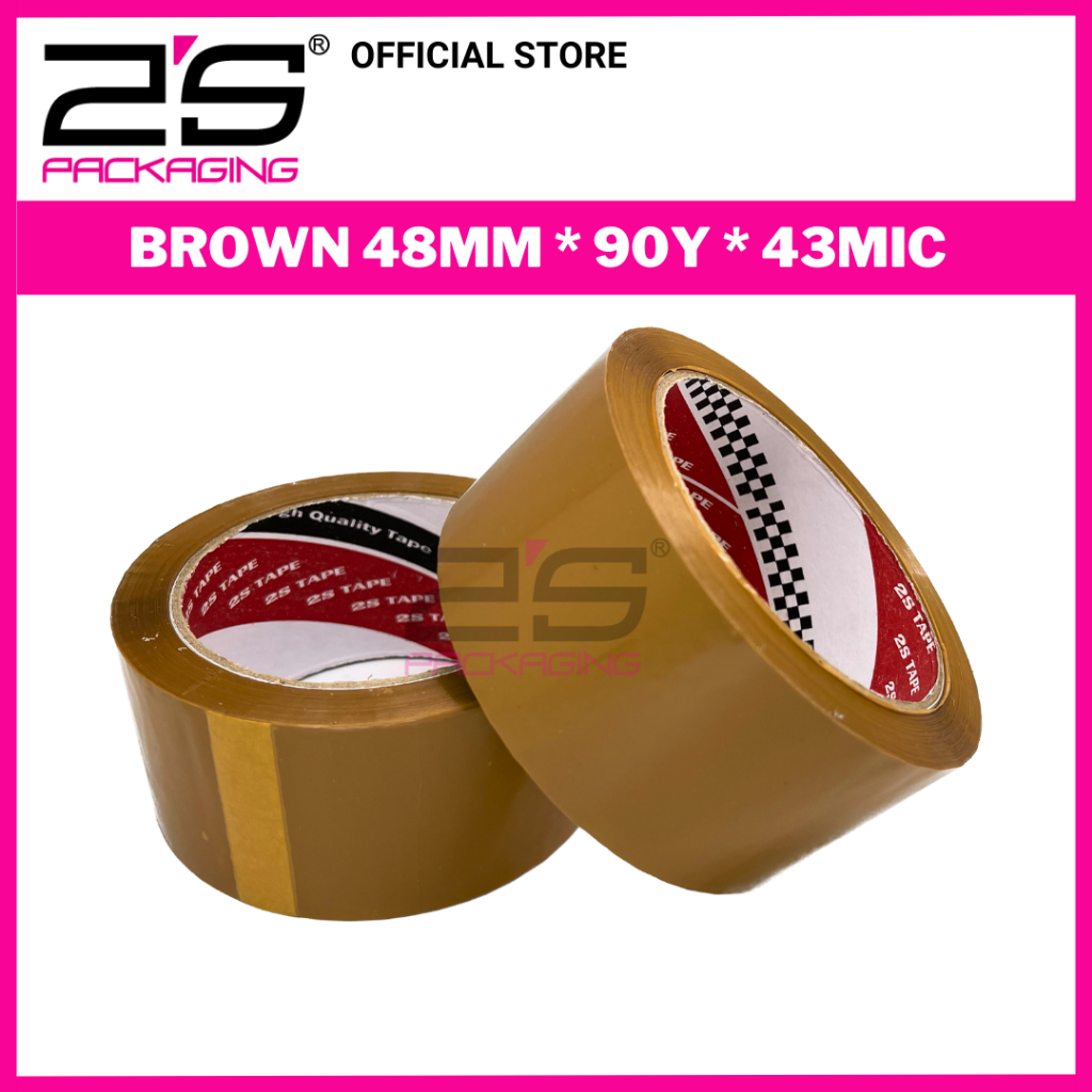 2S Packaging Brown Opp Adhesive Packaging Tape (48mm x 40Y/90Y ...