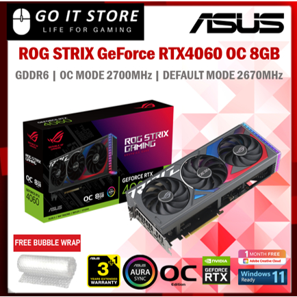 ASUS ROG Strix GeForce RTX 4060 OC Edition 8GB GDDR6 GAMING GRAPHIC ...