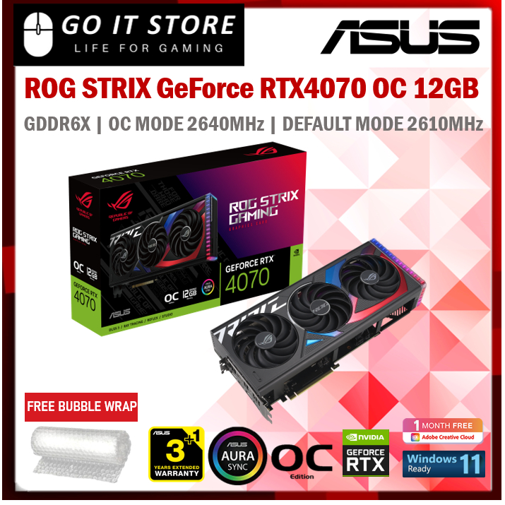 ASUS ROG Strix GeForce RTX 4070 12GB GDDR6X OC Edition (ROG-STRIX ...