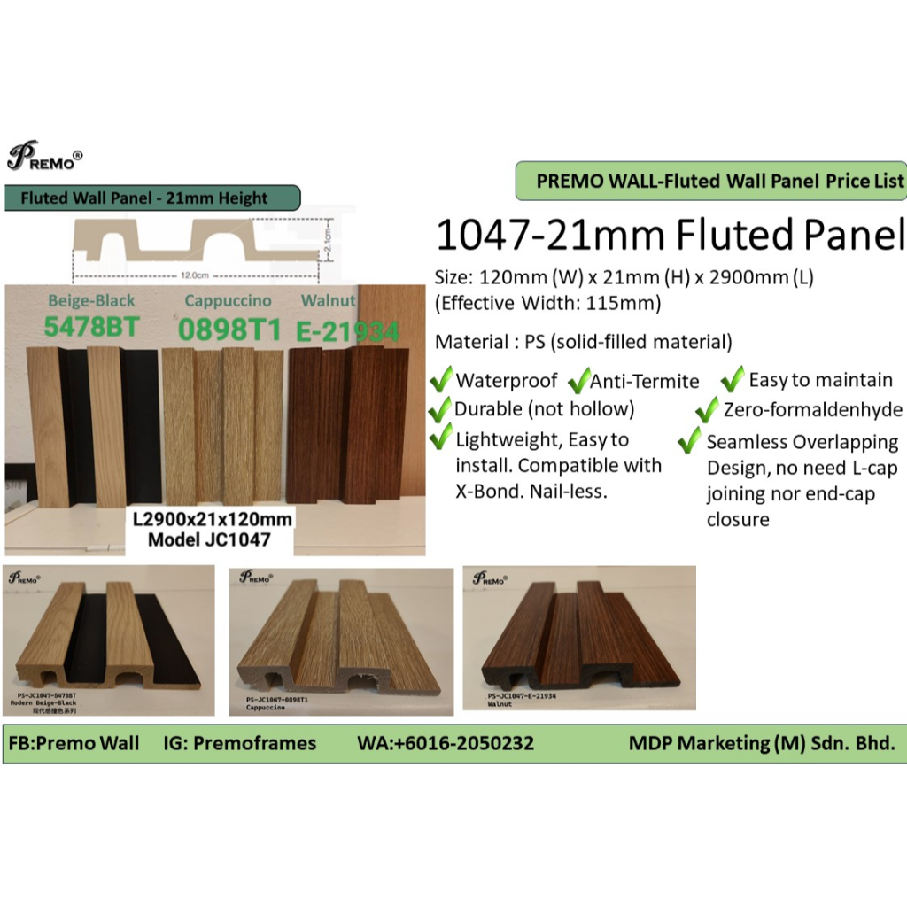 PREMO Fluted/Flat Wall Panel-Duo Tone TV WALL-290cm Long 9.5ft-Wall ...