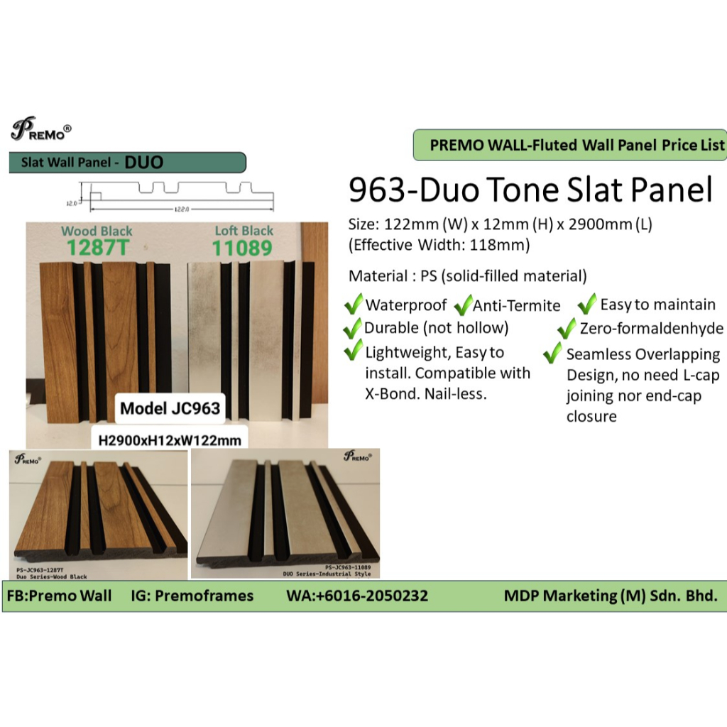 PREMO Fluted/Flat Wall Panel-Duo Tone TV WALL-290cm Long 9.5ft-Wall ...