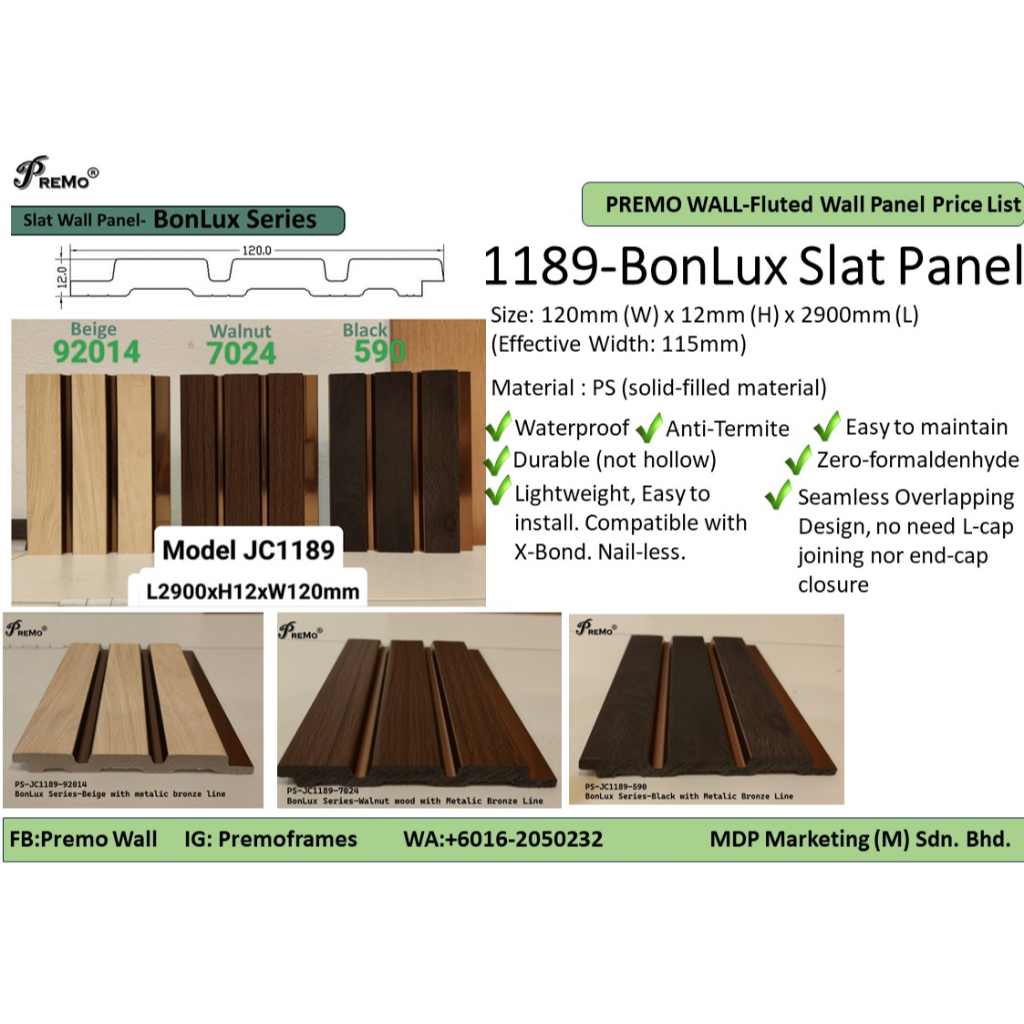 PREMO Fluted/Flat Wall Panel-Duo Tone TV WALL-290cm Long 9.5ft-Wall ...