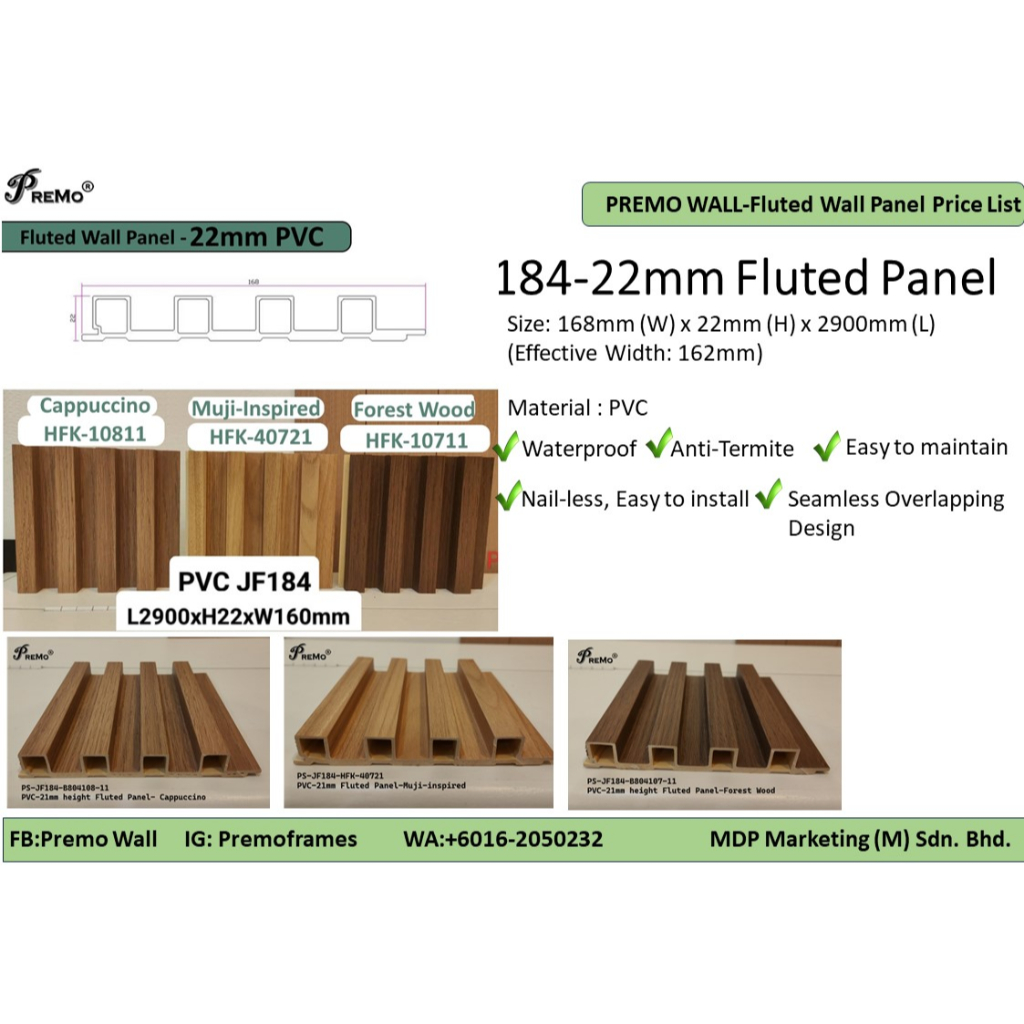 PREMO Fluted/Flat Wall Panel-Duo Tone TV WALL-290cm Long 9.5ft-Wall ...