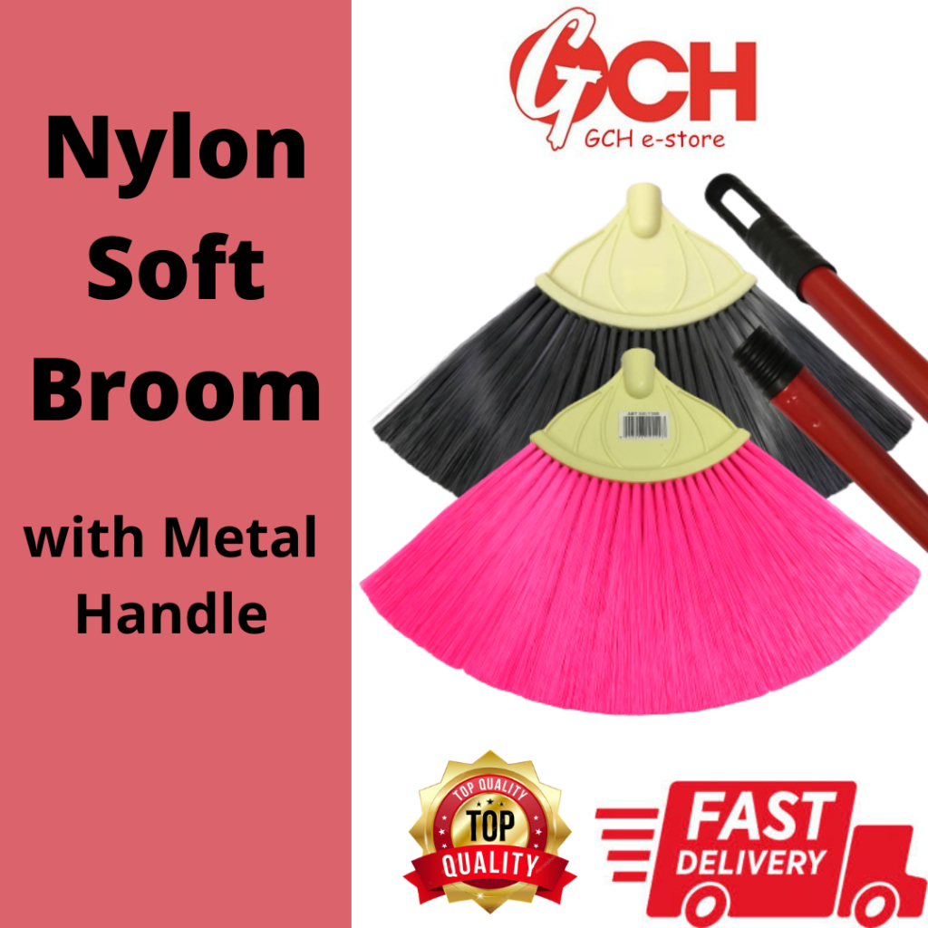 [Ready Stock] Nylon Soft Broom With Handle/ Plastic Soft Broom / Broom ...