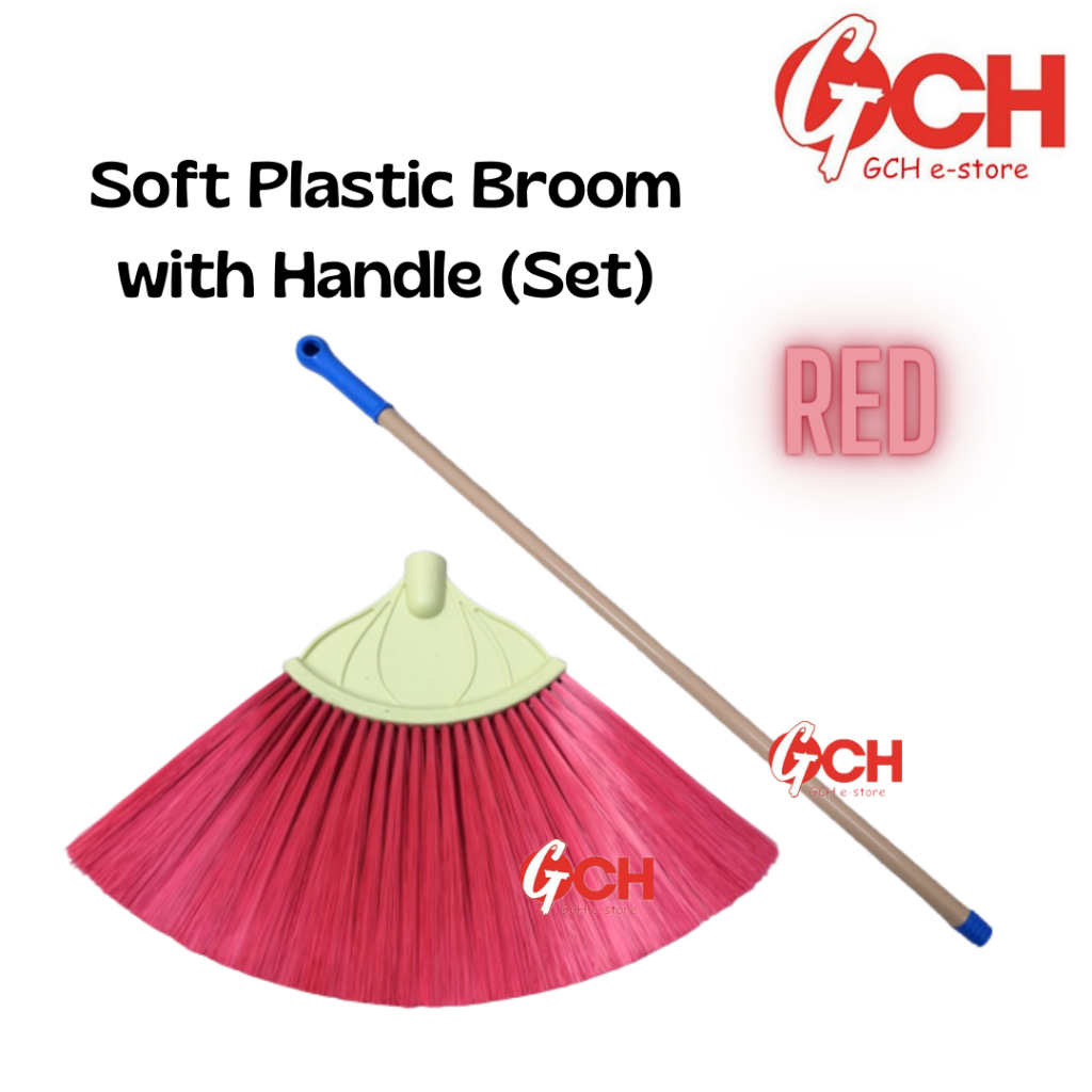 [Ready Stock] Nylon Soft Broom With Handle/ Plastic Soft Broom / Broom ...