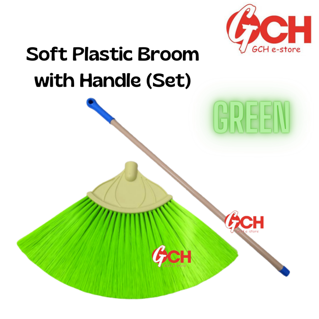 [Ready Stock] Nylon Soft Broom With Handle/ Plastic Soft Broom / Broom ...