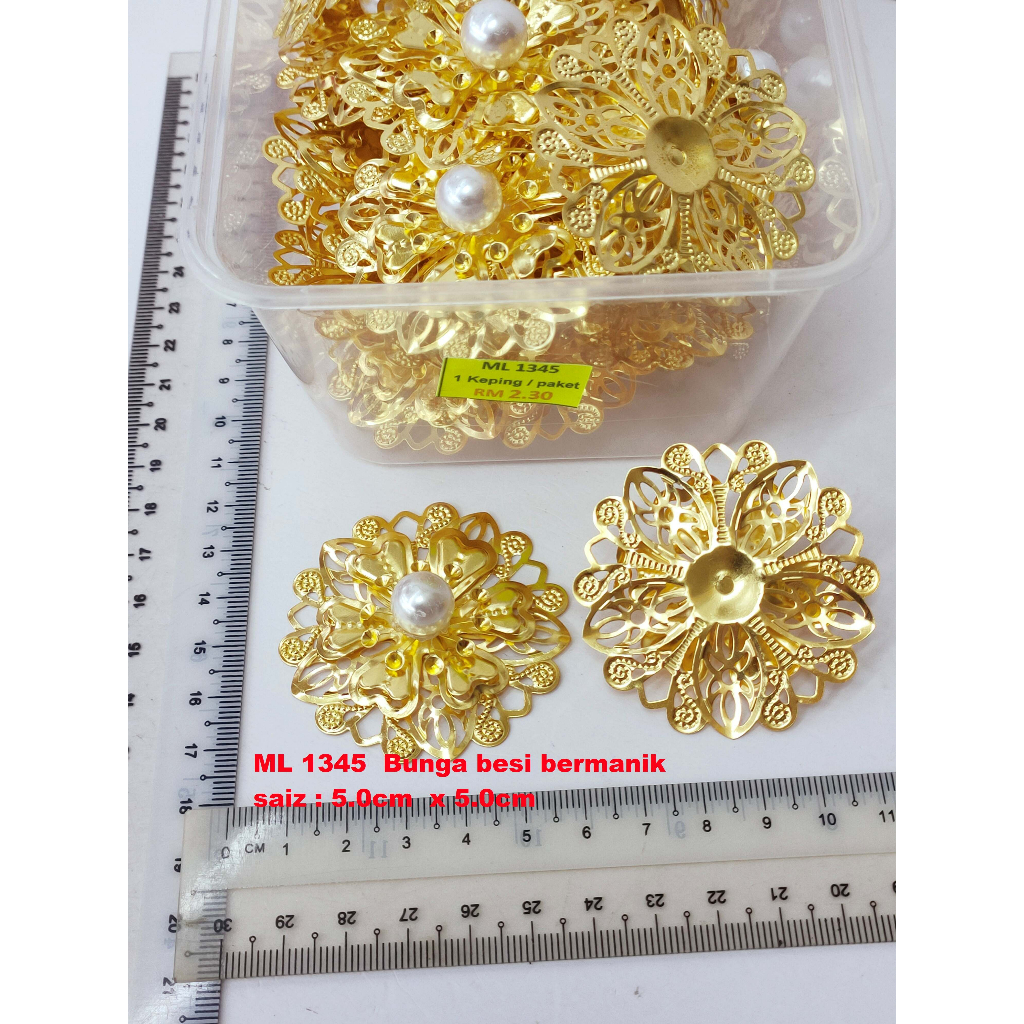 Kepingan besi emas bercorak kerawang untuk sanggul melintang | Shopee ...