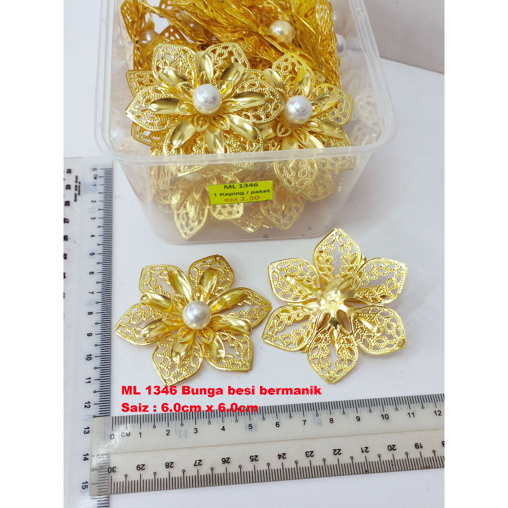 Kepingan besi emas bercorak kerawang untuk sanggul melintang | Shopee ...