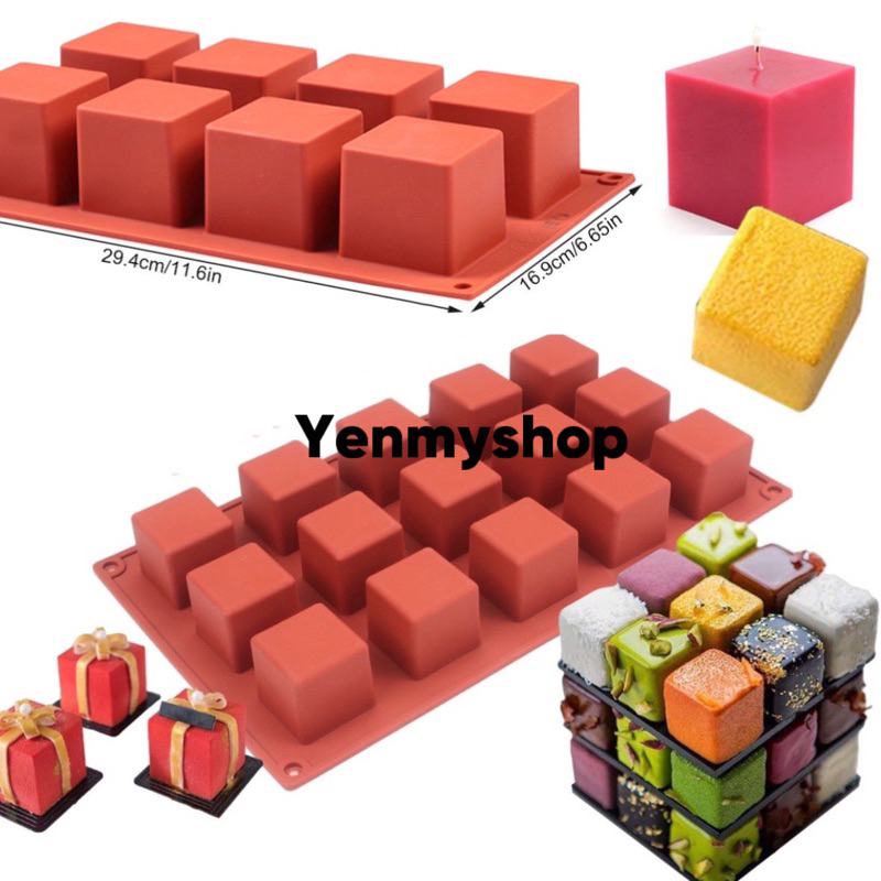 Acuan Silicone Mold 3D Square Mousse Cake Baking Mould Dessert Bakeware ...