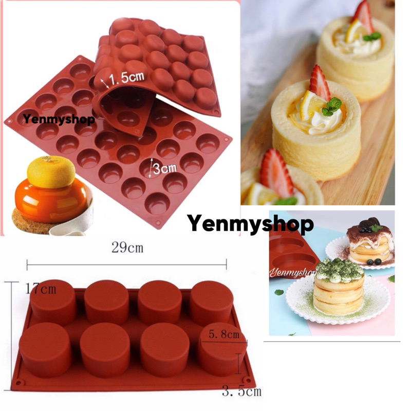 Acuan Kek Silicone Round Disc 6-Cavity 8-Cavity Cake Molds Non-Stick ...