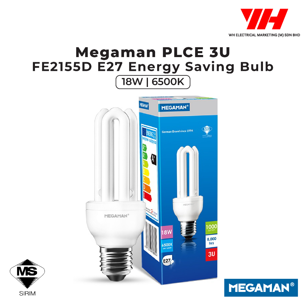 MEGAMAN PLCE 3U FE2155D Energy Saving Bulb/ 18W / E27 3000K 6500K ...