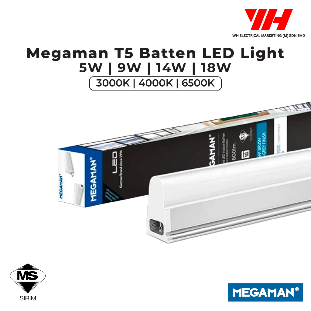 [5PCS] MEGAMAN T5 Batten LED Light Tube (5W/9W/14W/18W) - 3000K/4000K ...