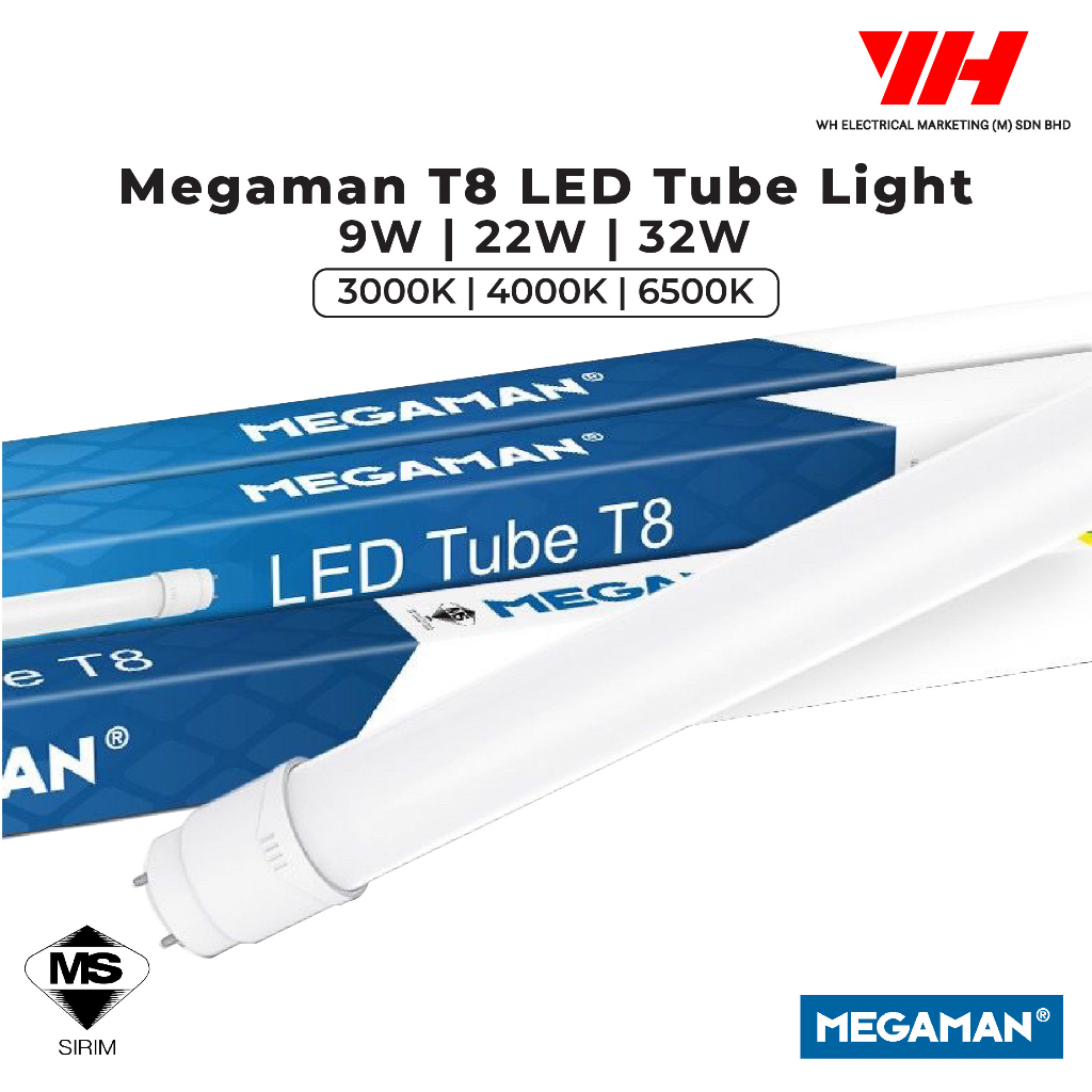 (5PCS) MEGAMAN T8 LED Tube Light Bulb 9W/22W/32W || 3000K/4000K/6500K | Shopee Malaysia