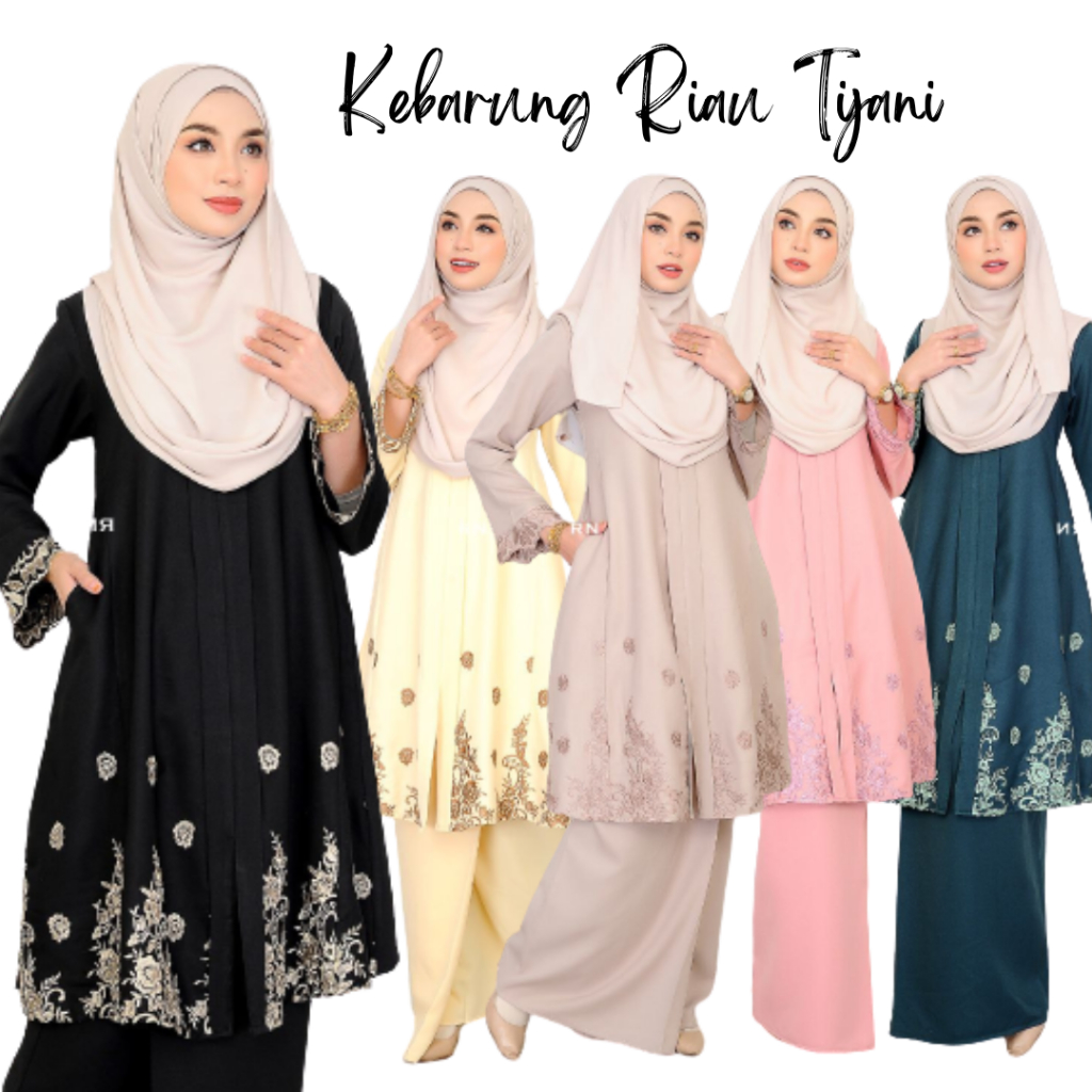 Baju Kebarung Kebaya Riau Sulam Labuh Longgar Plus Size Moden Muslimah ...