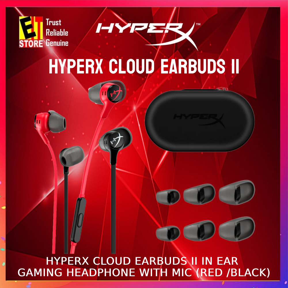 HYPERX CLOUD EARBUDS II IN EAR GAMING HEADPHONE WITH MIC-RED/BLACK ...